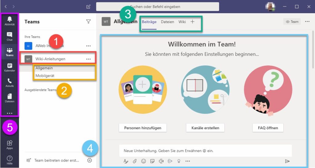 Übersicht und Navigation in Microsoft Teams – AWeb Informatik Anleitung
