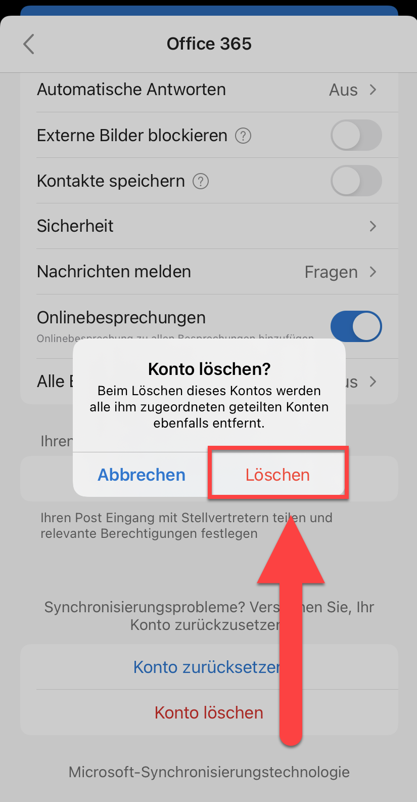 Outlook-App auf iOS: Konto entfernen – AWeb Informatik Anleitung