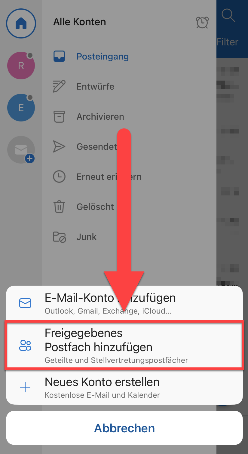 Outlook-App auf iOS: Geteiltes Postfach hinzufügen – AWeb Informatik ...