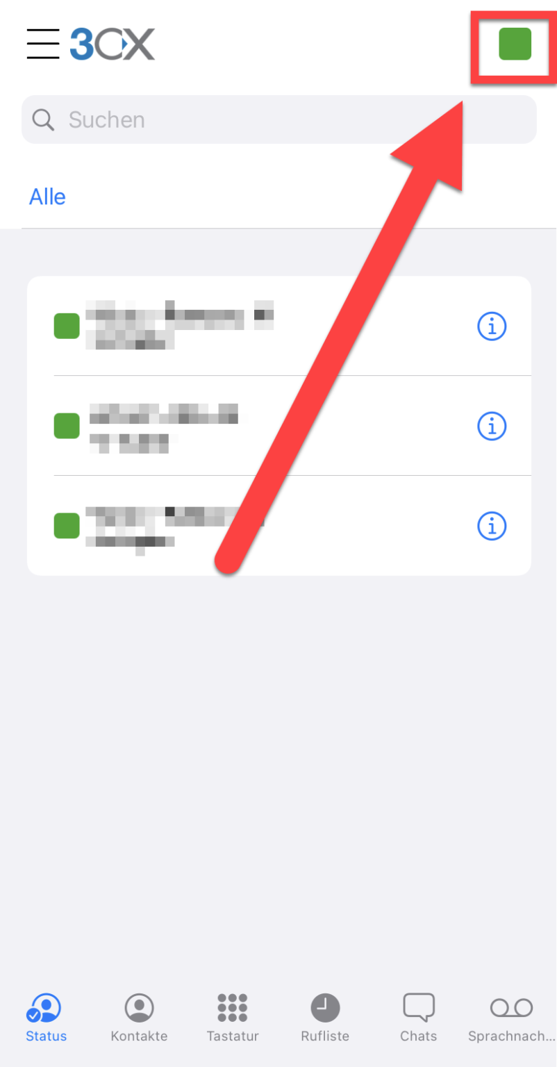 3CX für iOS: Status ändern – AWeb Informatik Anleitung