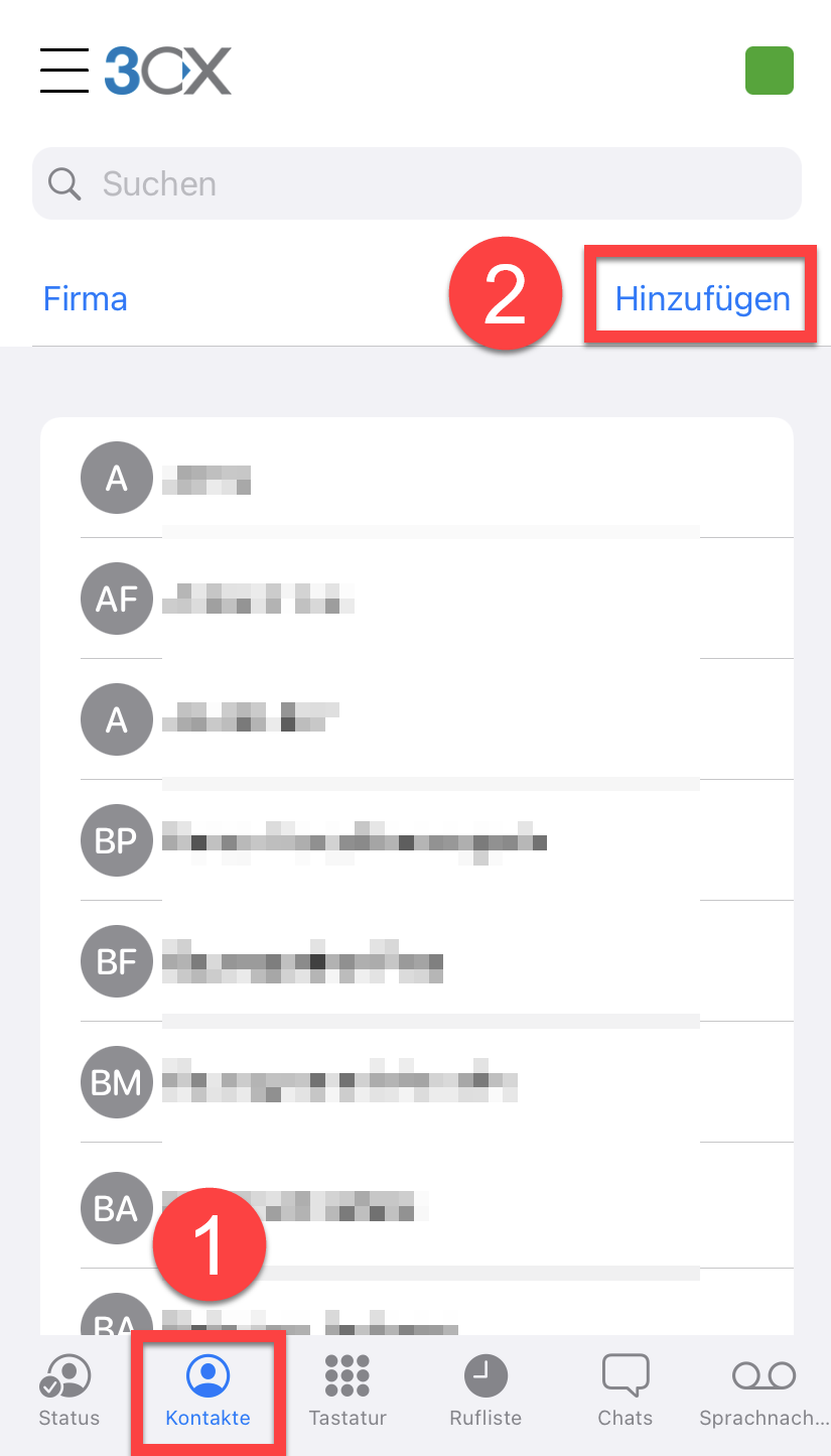 3CX für iOS: Neuen Kontakt hinzufügen – AWeb Informatik Anleitung